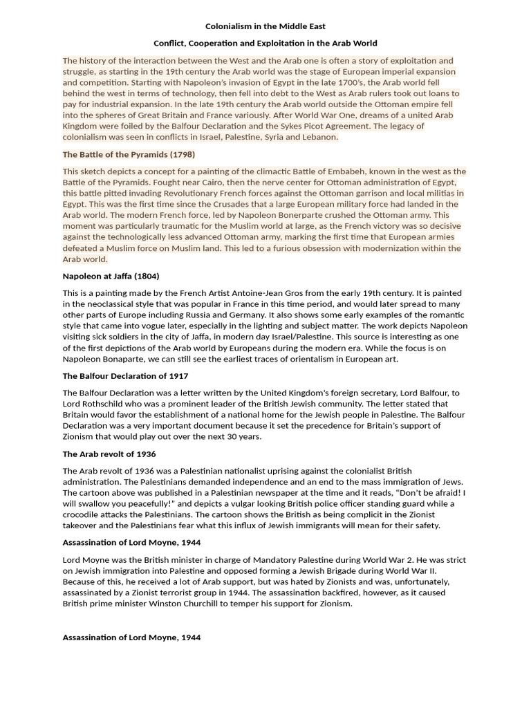 Colonialism's Impact on the Arab World | PDF | Mandatory Palestine ...