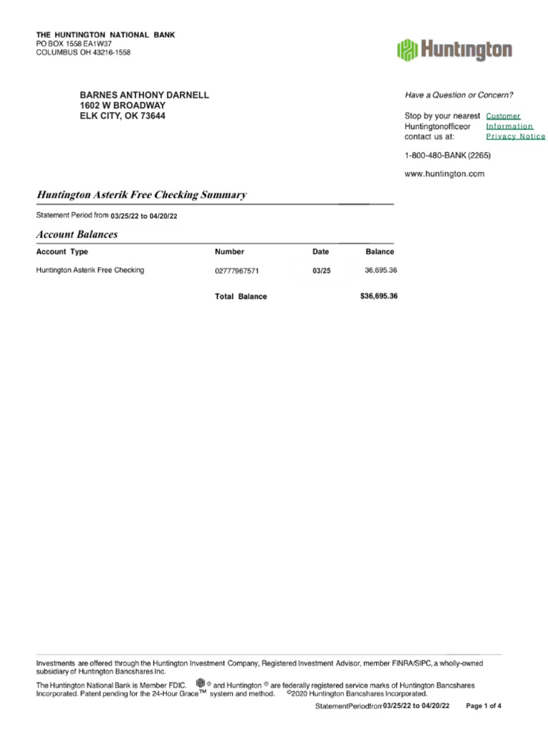 BARNES ANTHONY DARNELL BANK STATEMENT | PDF