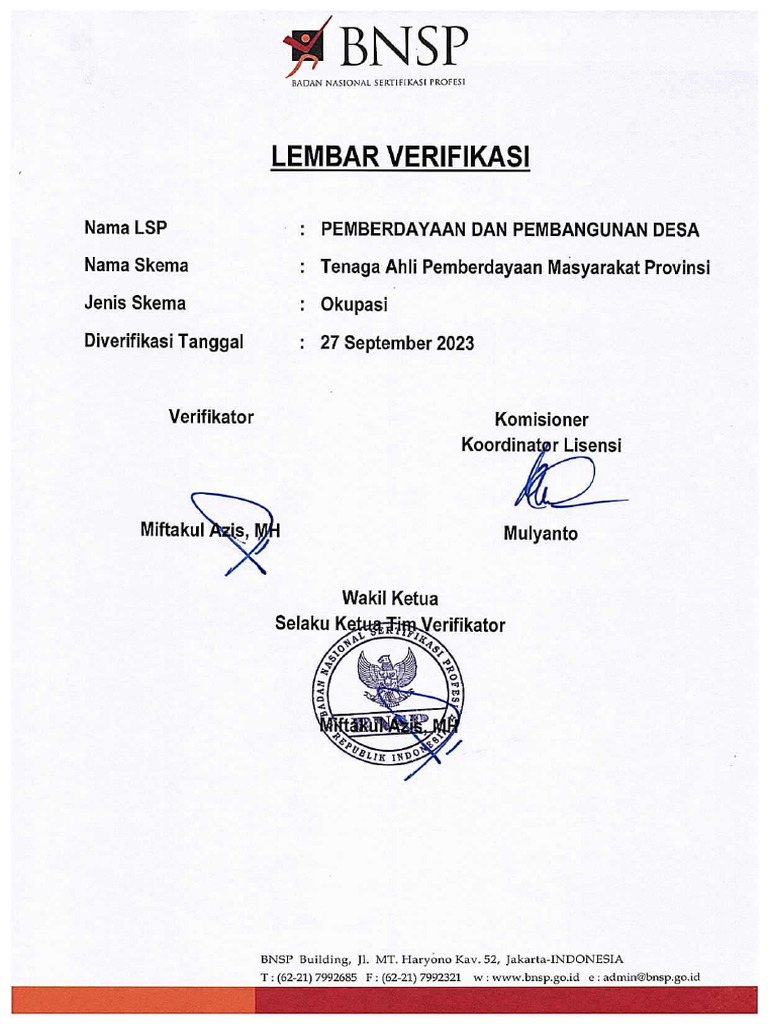 3.4. LEMBAR VERIFIKASI SKEMA TAPM PROV LSP P2D | PDF