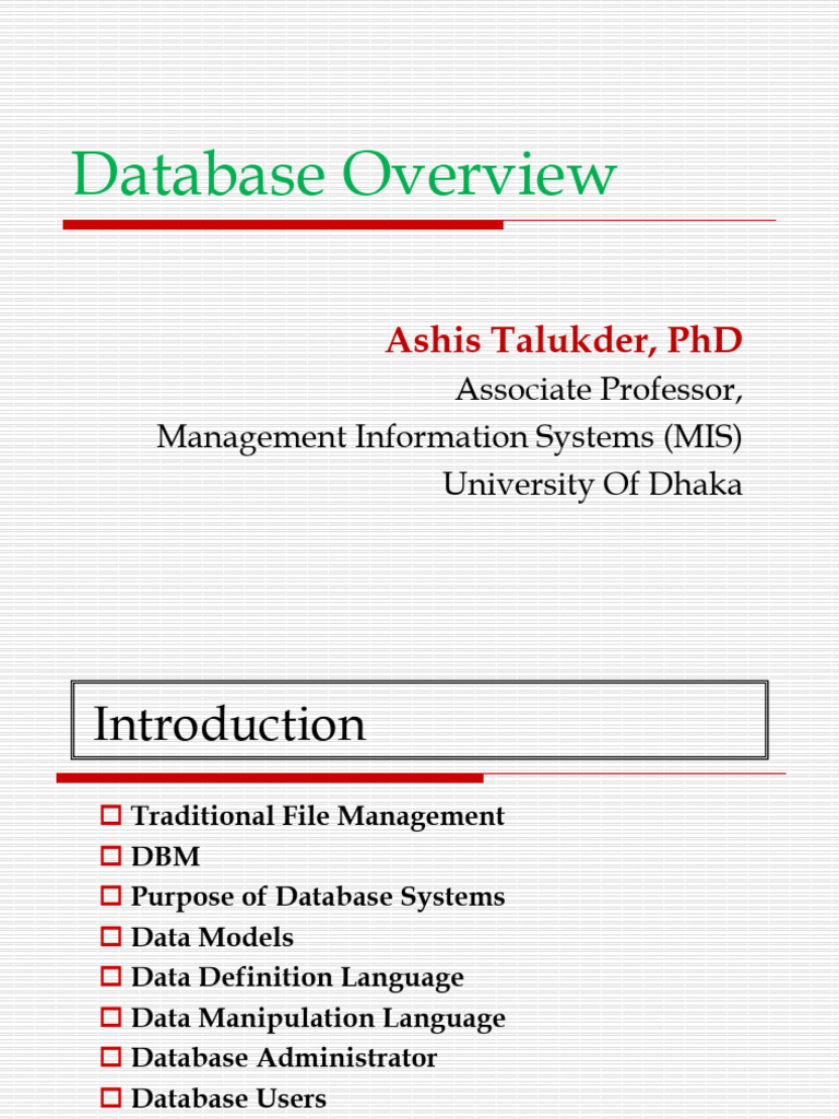 12. Database Overview | PDF | Relational Database | Databases