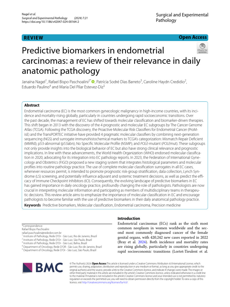 Predictive biomarkers in endometrial carcinomas a review of their ...