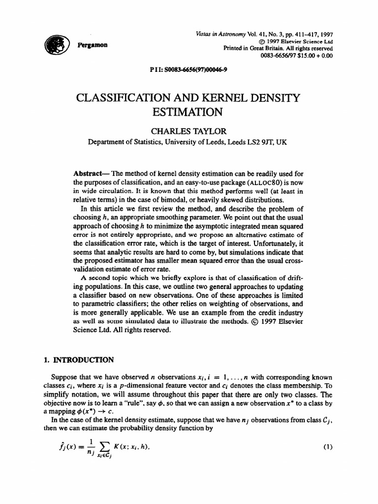 Classification and Kernel Density Estimation | PDF | Estimator | Mean Squared Error