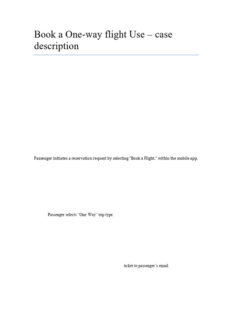 One-Way Flight Booking Process | PDF