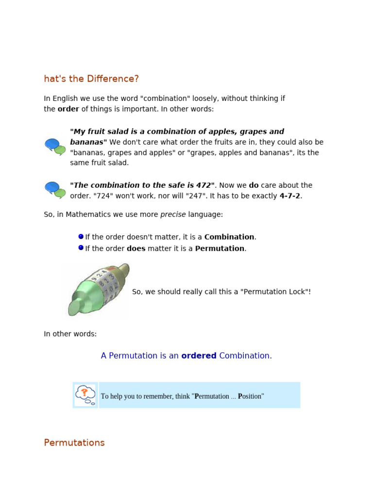 Permutation and Combination | PDF | Mathematics | Combinatorics
