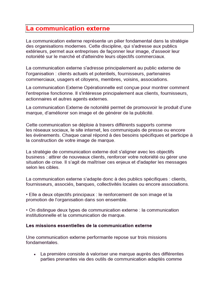 Stratégies de Communication Externe | PDF | Responsabilité sociétale ...