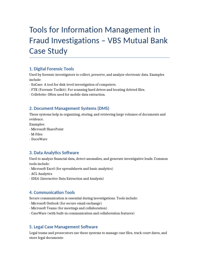 Information Management Tools VBS Case | PDF