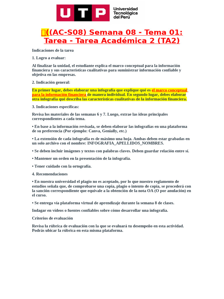 ?(AC-S08) Semana 08 - Tema 01 Tarea - Tarea Académica 2 (TA2) - INTRODUCCION A LA ADMINISTRACION ...