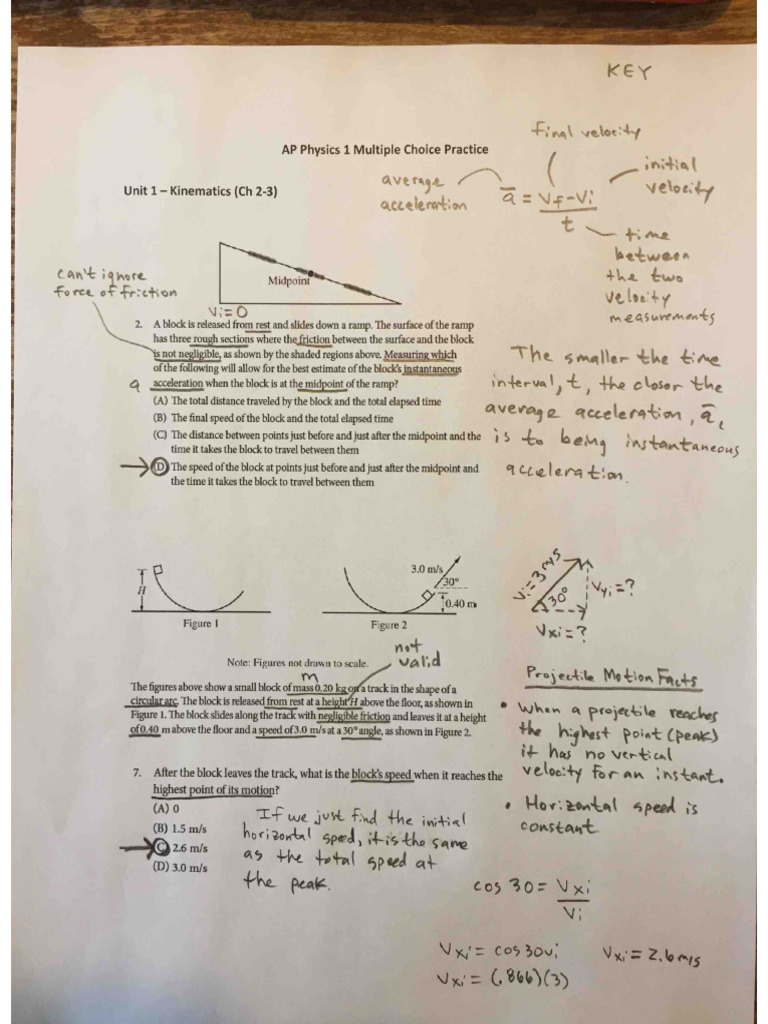 AP 1 u1 Mc Practice Key | PDF