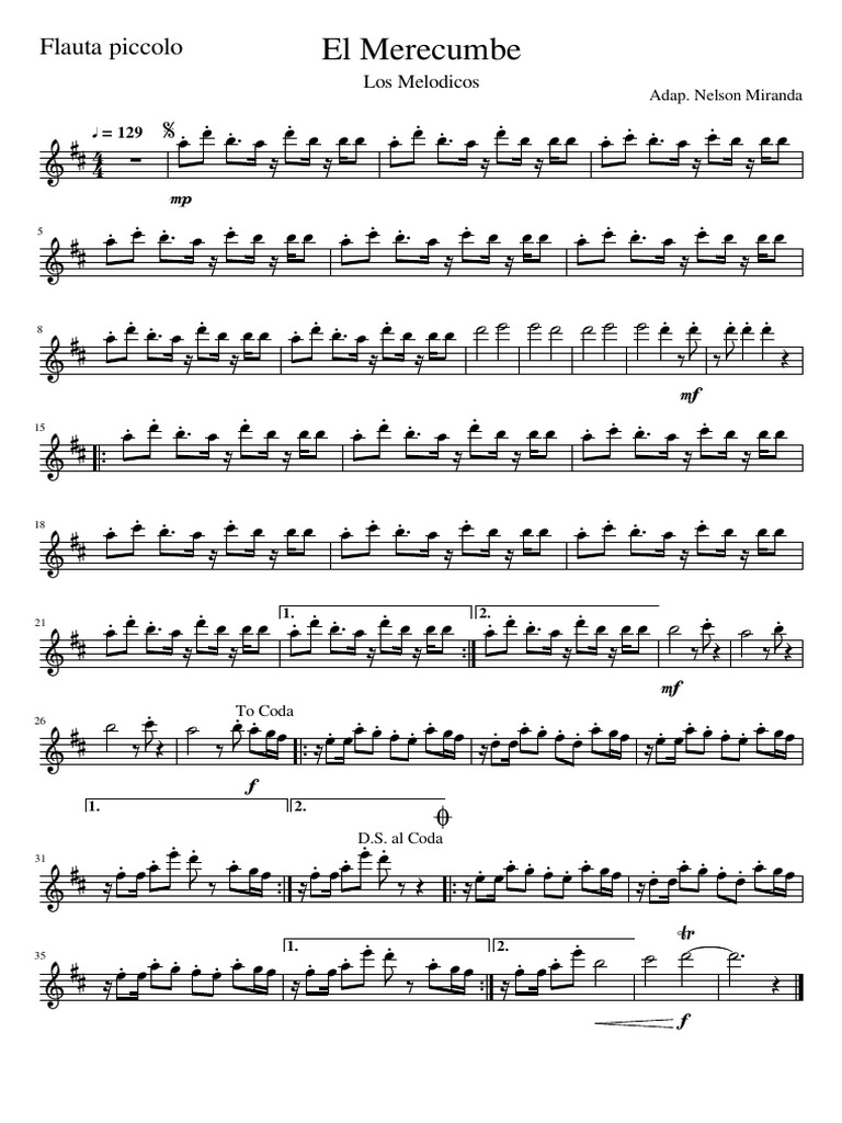 Los Melódicos - El Merecumbe-Flauta Piccolo | PDF