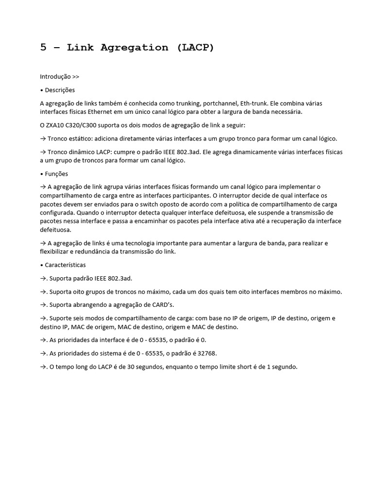 Capitulo 5 - Link Aggregation (LACP) | PDF | Ethernet | Padrões de computador