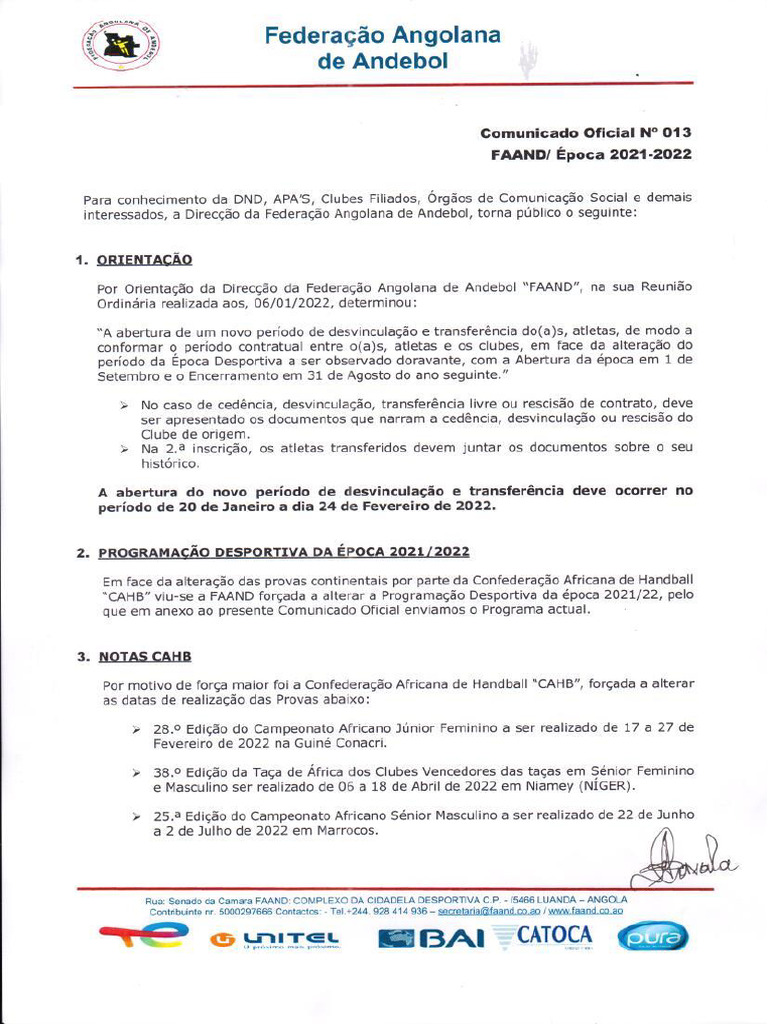 Comunicado Nº. 013 - Época 2021.2022 | PDF