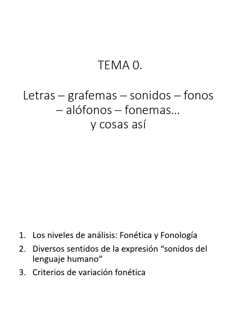 Presentación Tema 0 | PDF | Fonología | Fonema