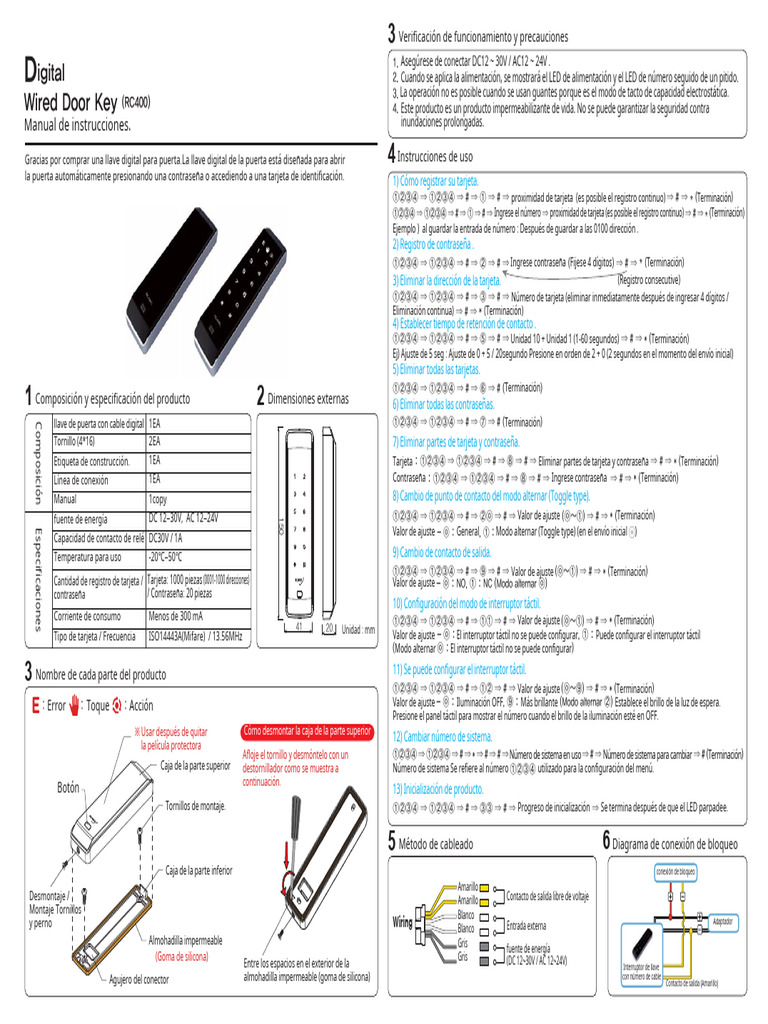 CONTROL DE ACCESO 101501400 (RC400) | PDF | Cambiar | Tornillo