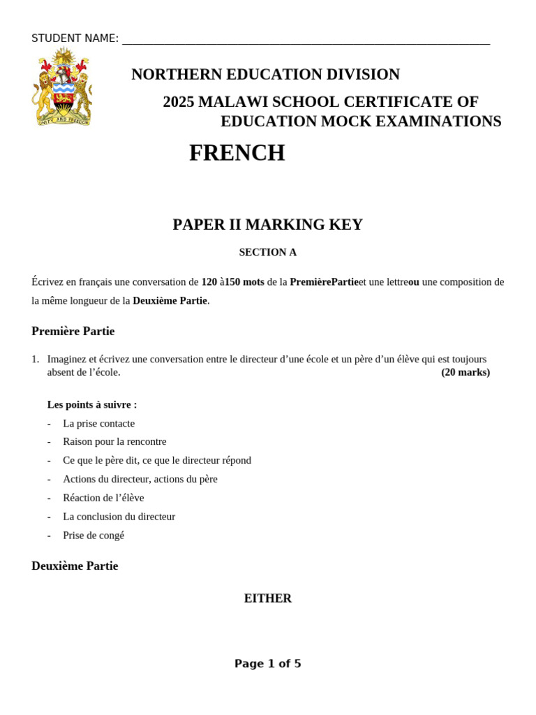 Clé de correction examen français 2025 | PDF