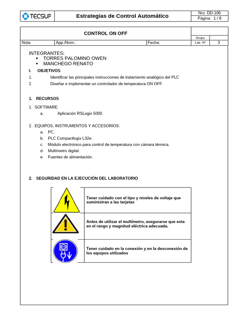 Lab 3 Control | PDF | Histéresis | Uso eficiente de energía