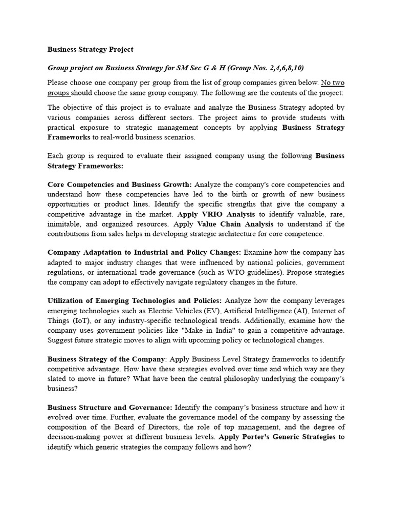 PGP28 SM - Business StrgyProj (Even Groups) - SecG&H | PDF | Strategic Management | Policy