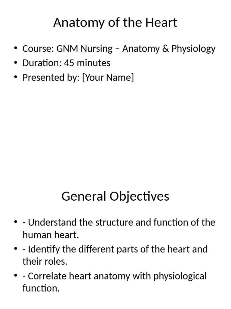 Anatomy of Heart GNM Lesson Plan | PDF