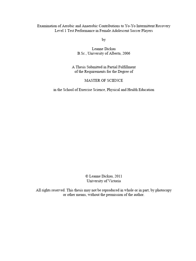 Dickau_Leanne_MSc_2011 | PDF | Aerobic Exercise | Physical Fitness
