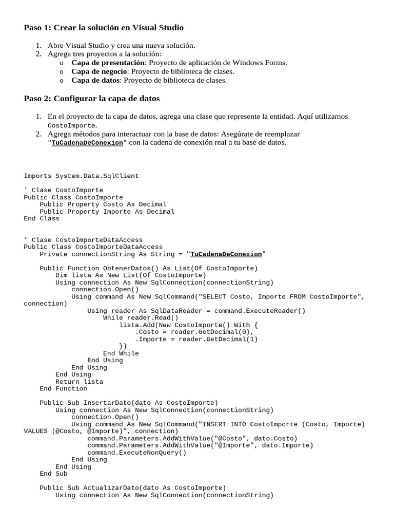 Pasos VB - NET en 3 Capas | PDF | Ciencias de la Computación | Software del sistema
