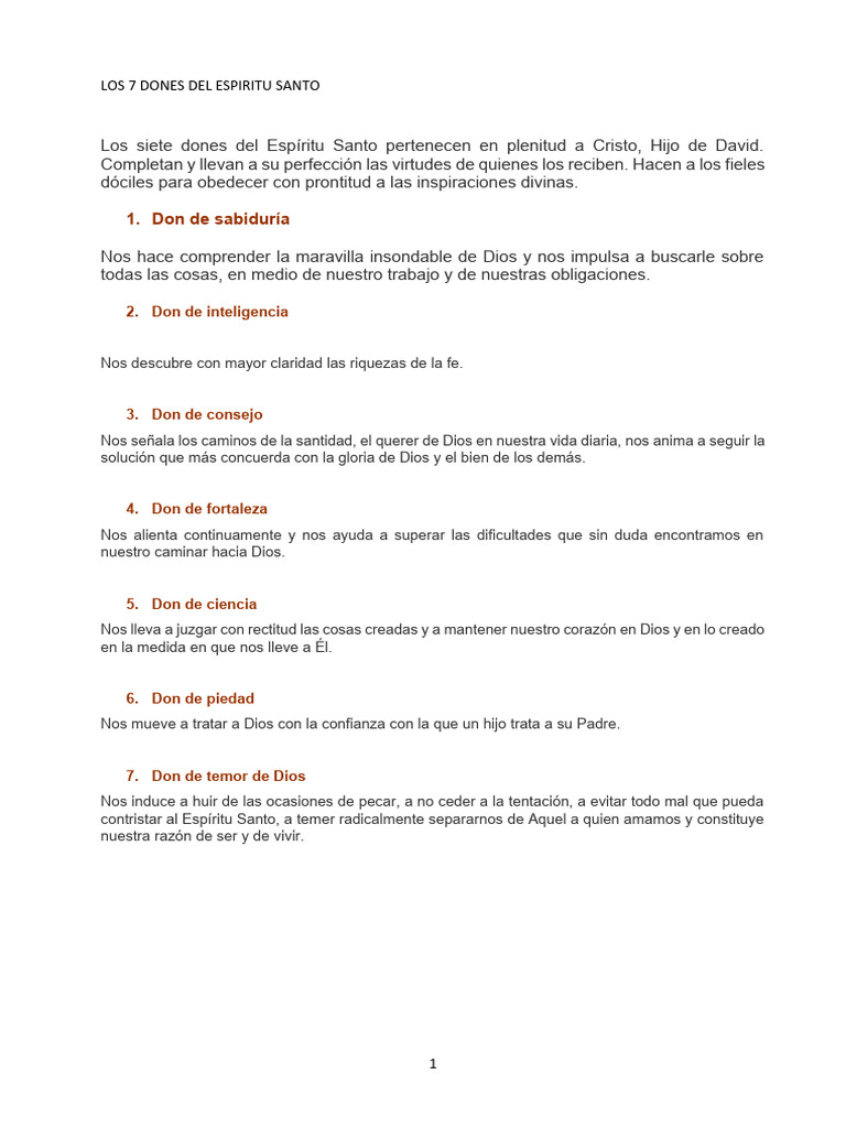 Los 7 Dones Del Espiritu Santo | PDF | Cristo (título) | Fruto Del ...