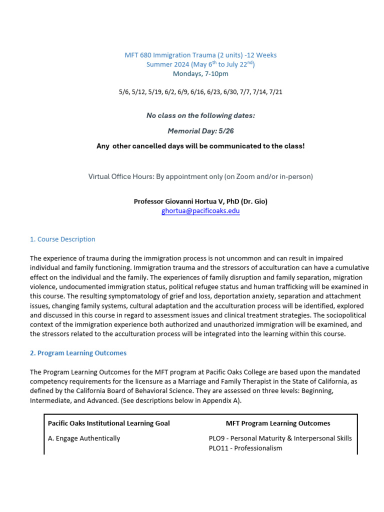 Immigration Trauma Course Overview | PDF | Empathy | Psychological Trauma