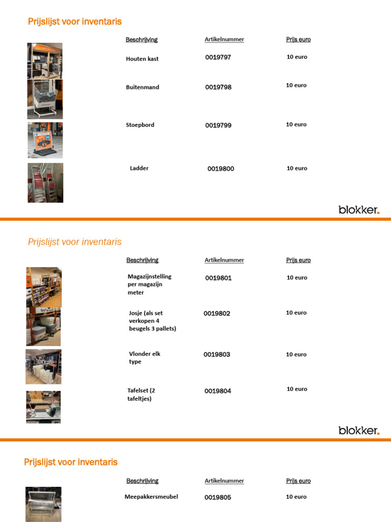 Prijslijst Verkoop Inventaris v3 | PDF
