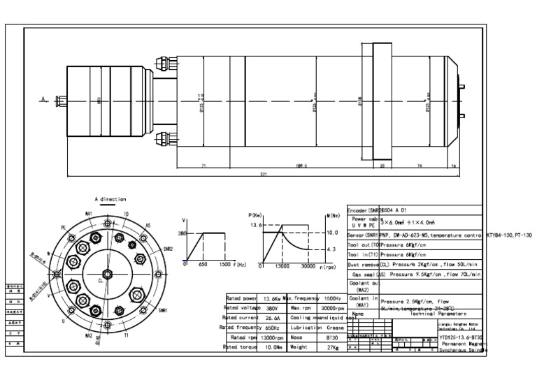 YTD125 13.6KW BT30 Spindle | PDF