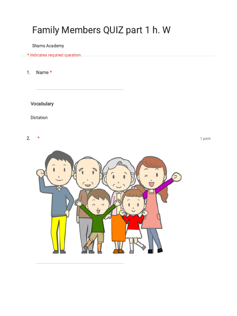 Family Members QUIZ Part 1 H. W | PDF | Grandparent | Human Life Stages