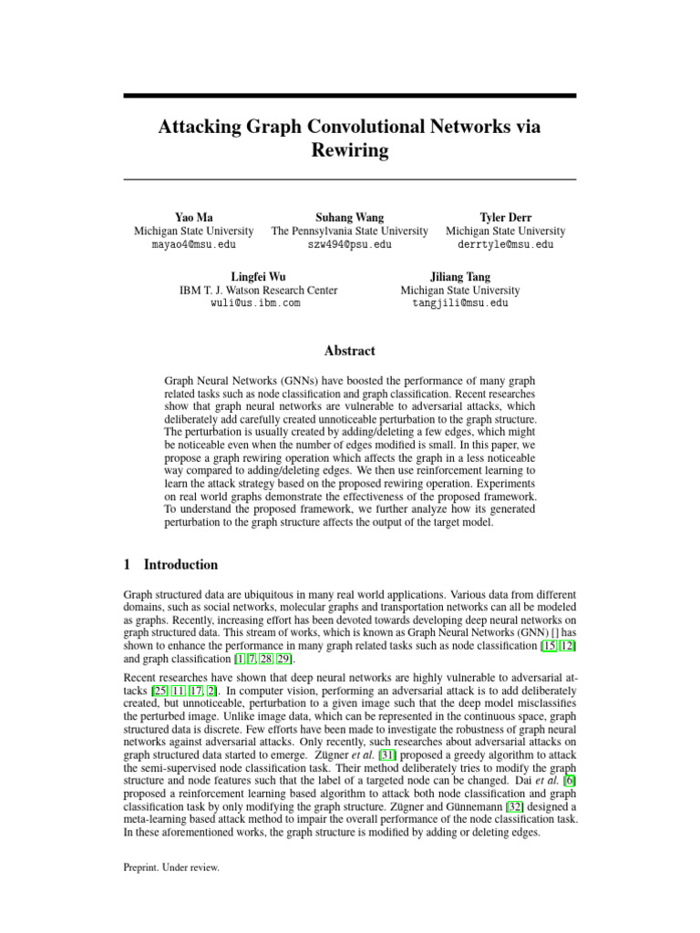 Attacking Graph Convolutional Networks Via Rewiring Pdf Eigenvalues