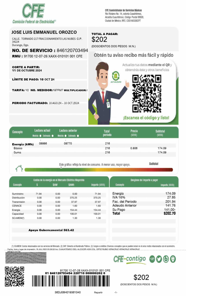 COMPROBANTE CFE | PDF