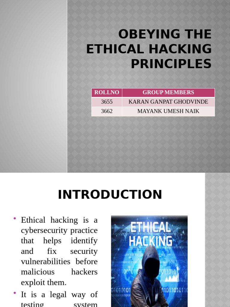 Obeying The Ethical Hacking Principles | PDF | Security | Computer Security