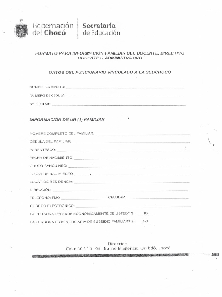 Formato de Información Familiar | PDF