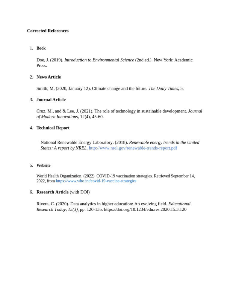 Check-Up Activity On APA 7th Edition Reference Style | PDF