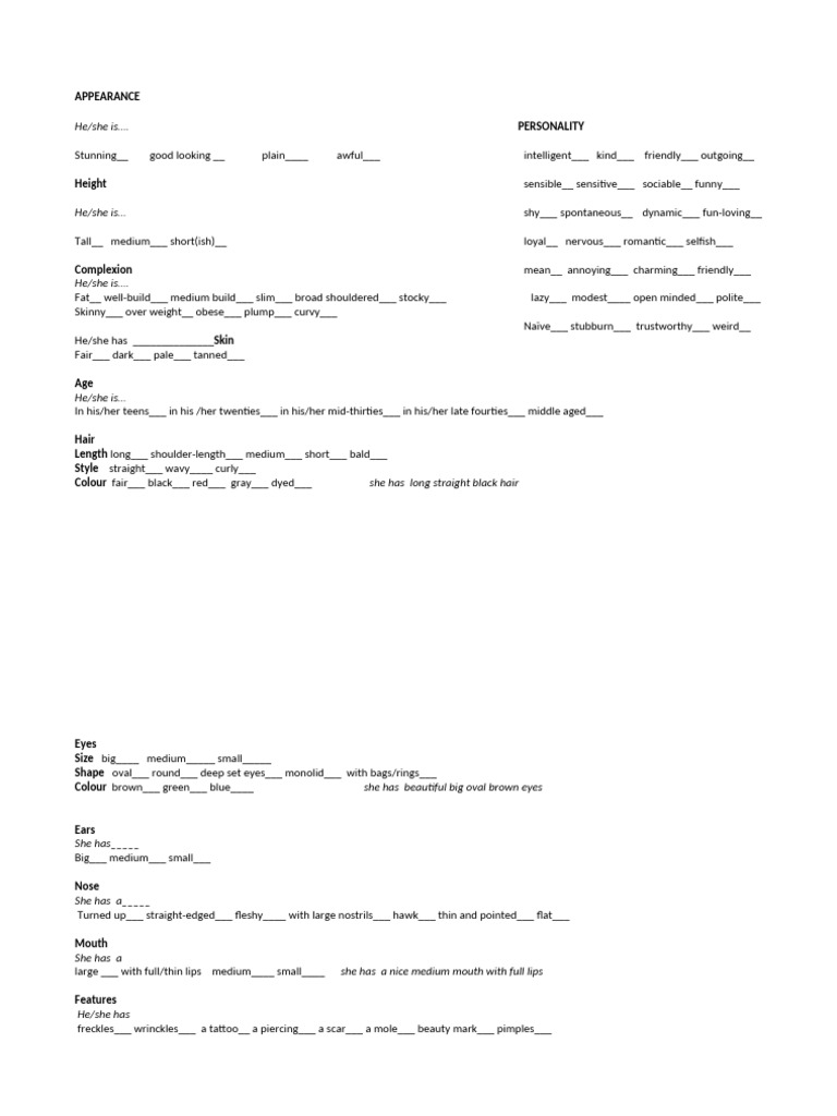 Level 3 APPEARANCE PERSONALITY | PDF