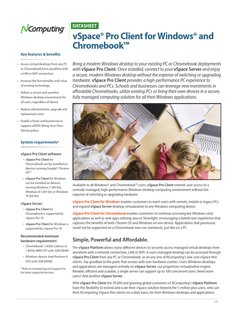 Datasheet VSpace-Pro-Client (En) 735384 | PDF | Chromebook | Microsoft Windows