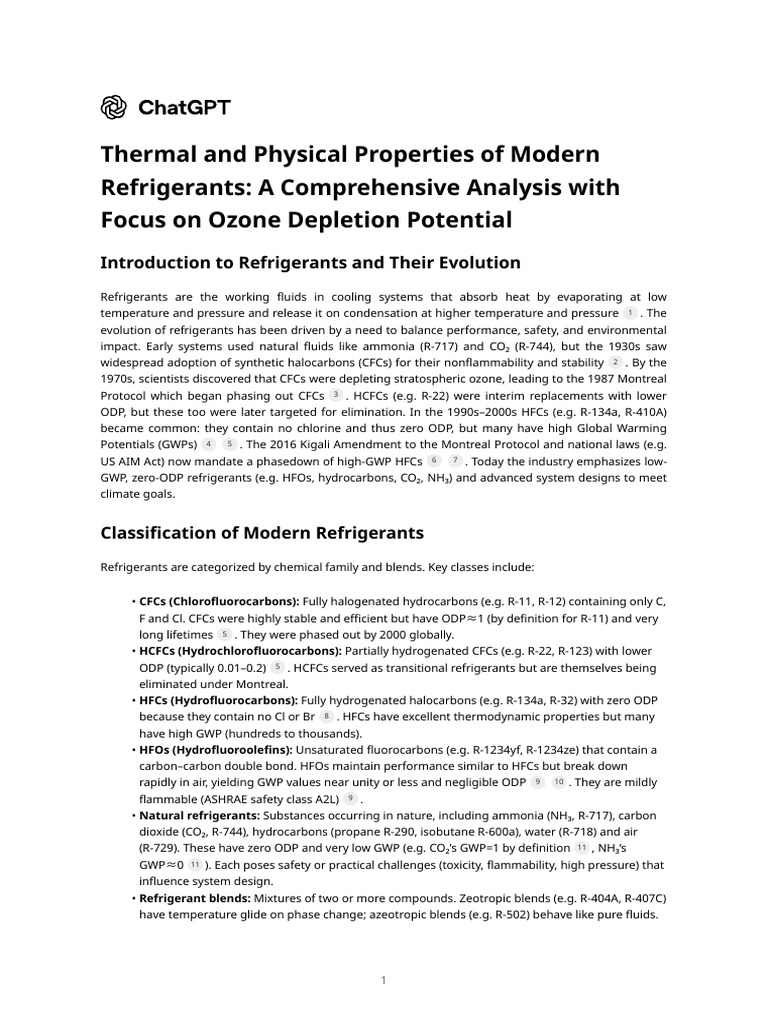 Thermal and Physical Properties of Modern Refrigerants - A ...