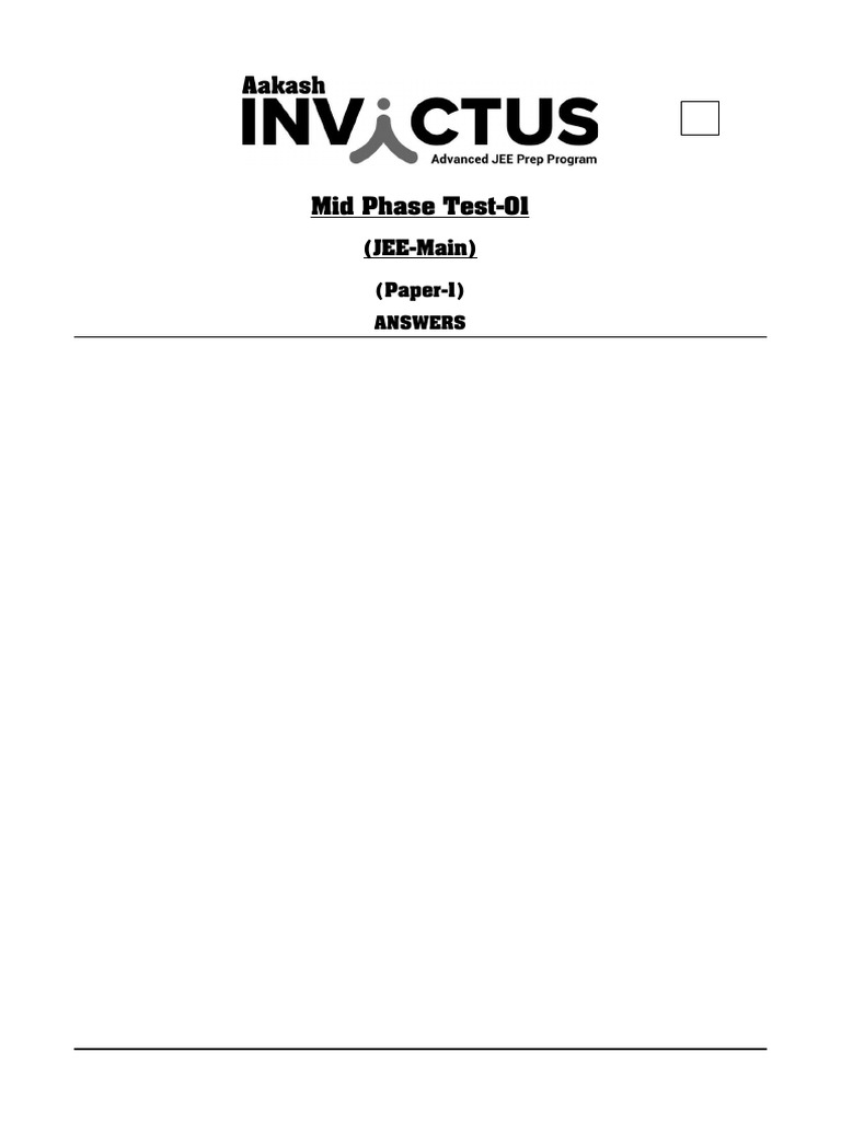JEE-Main Mid Phase Test-01 Answers | PDF | Physical Sciences | Natural ...
