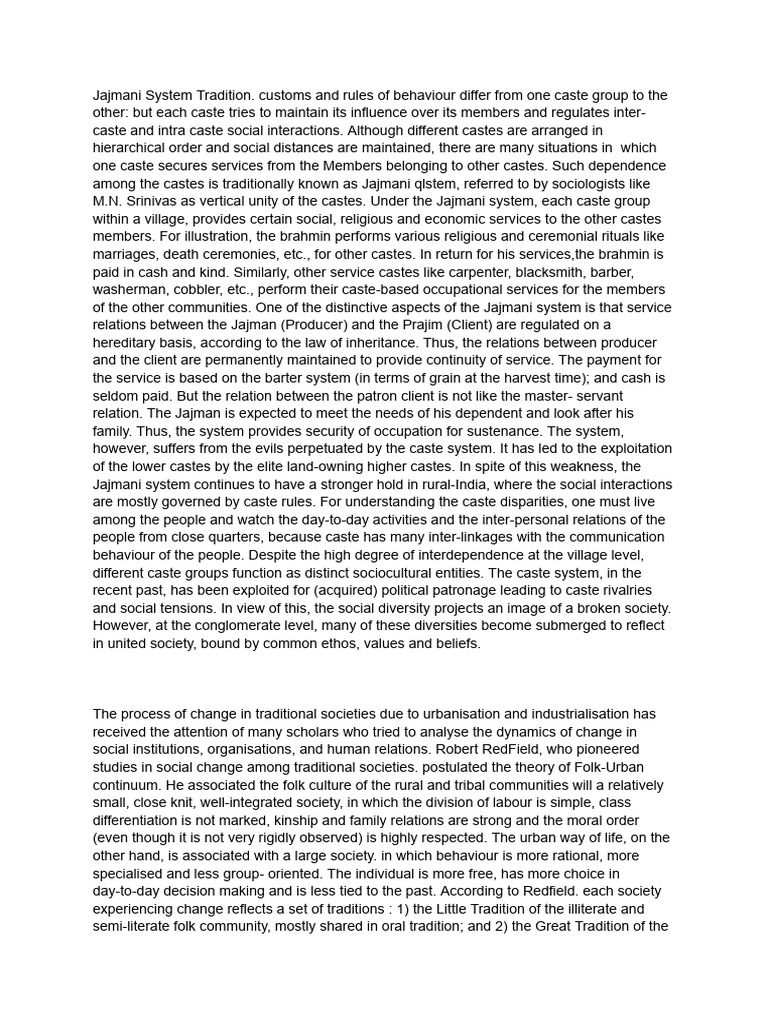 Jajmani System Tradition | PDF | Socialism | Communism