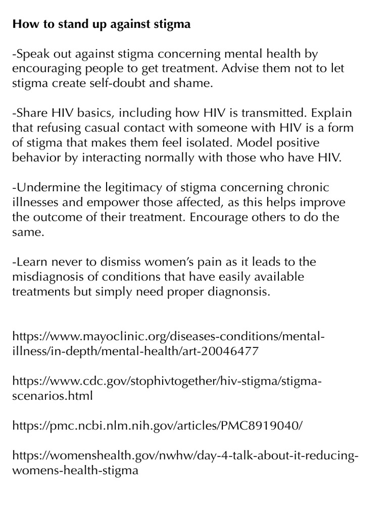 How To Stand Up Against Stigma | PDF