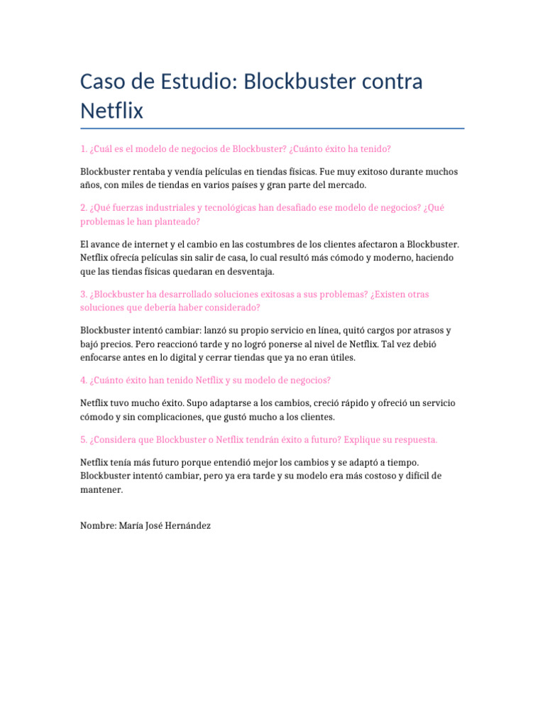 Caso Blockbuster Vs Netflix Final | PDF