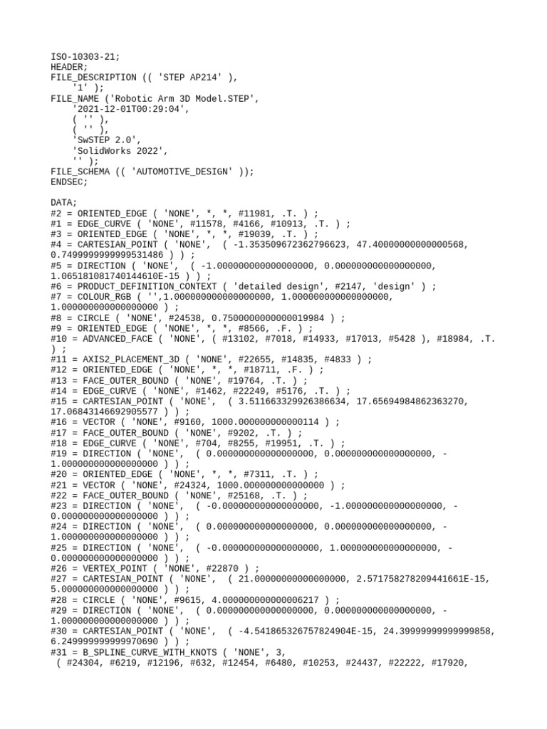 Robotic Arm 3D Model.step 2 | PDF | Geometry | Classical Geometry