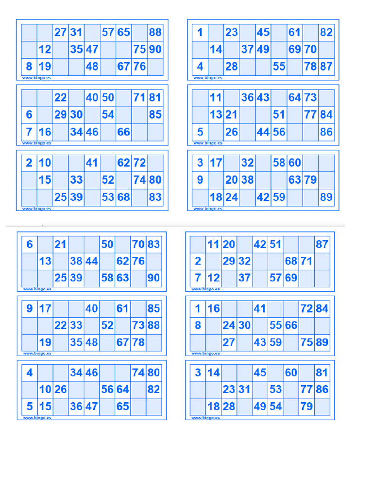 Cartones de Bingo | PDF