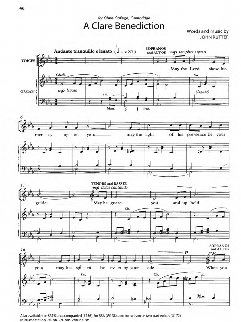 Rutter - A Clare Benediction | PDF