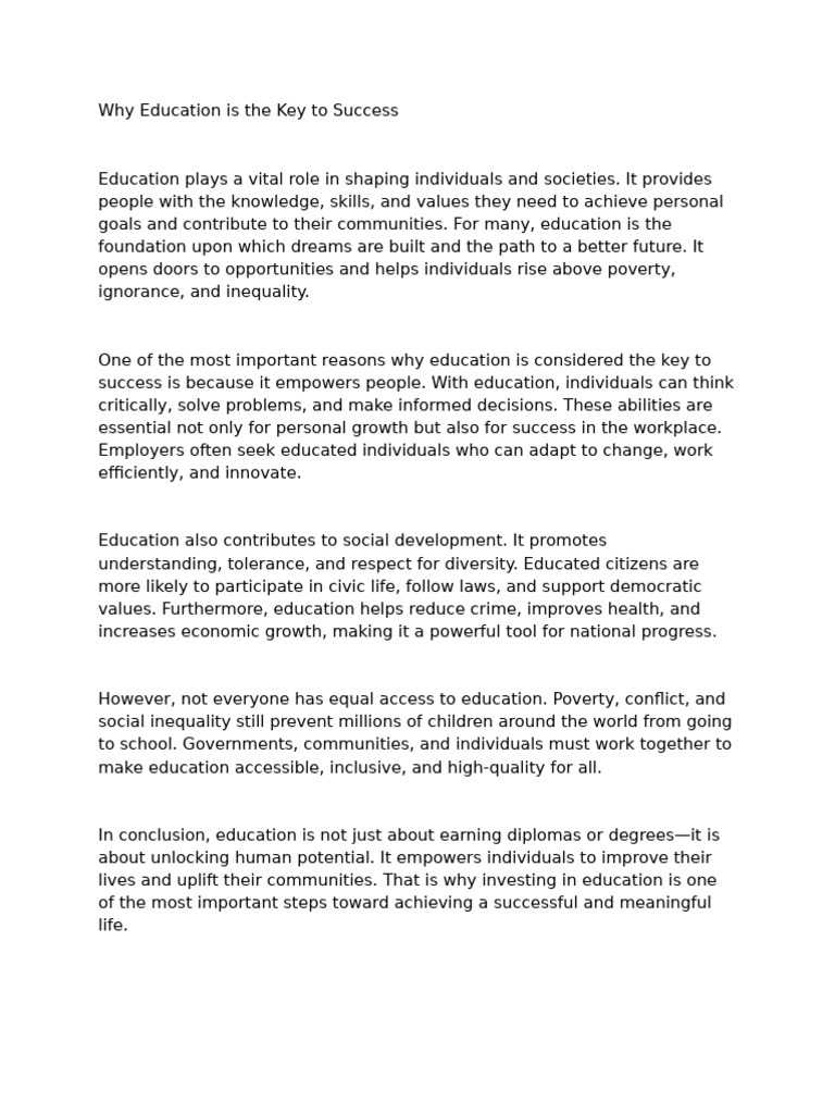 Education: The Path to Success | PDF