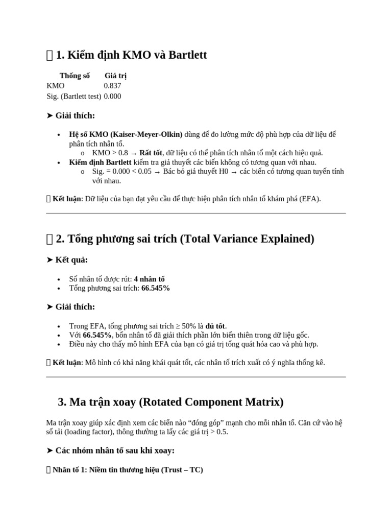 1. Kiểm định KMO và Bartlett: Giải thích | PDF