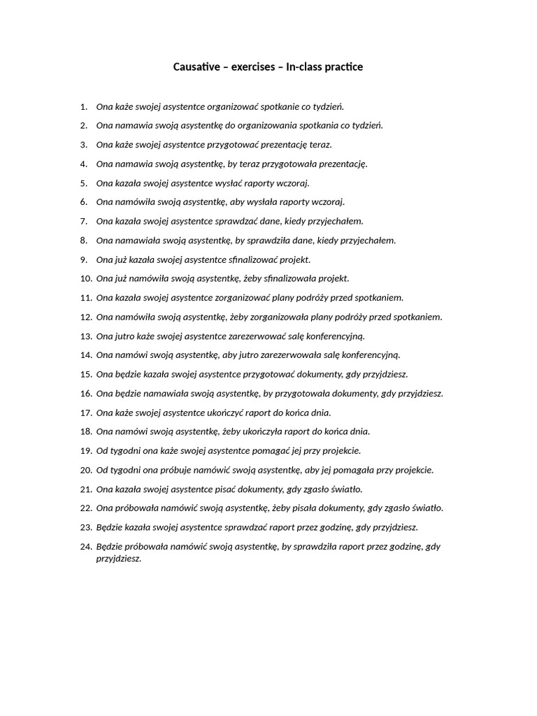Causative - Exercises - In-Class Practice | PDF