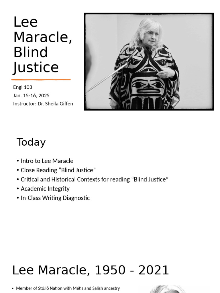 Analyzing Lee Maracle's "Blind Justice" | PDF | Plagiarism | Academic ...