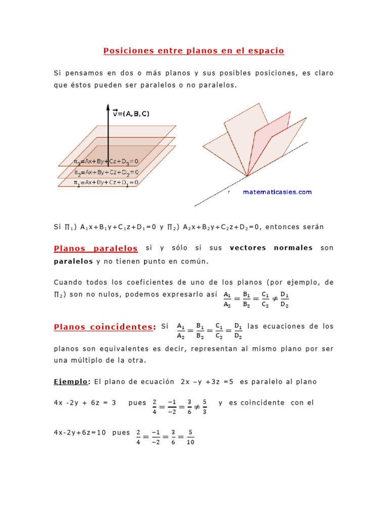 Tema 4c_Posiciones_Planos y Recta en R3 | PDF | Línea (geometría ...