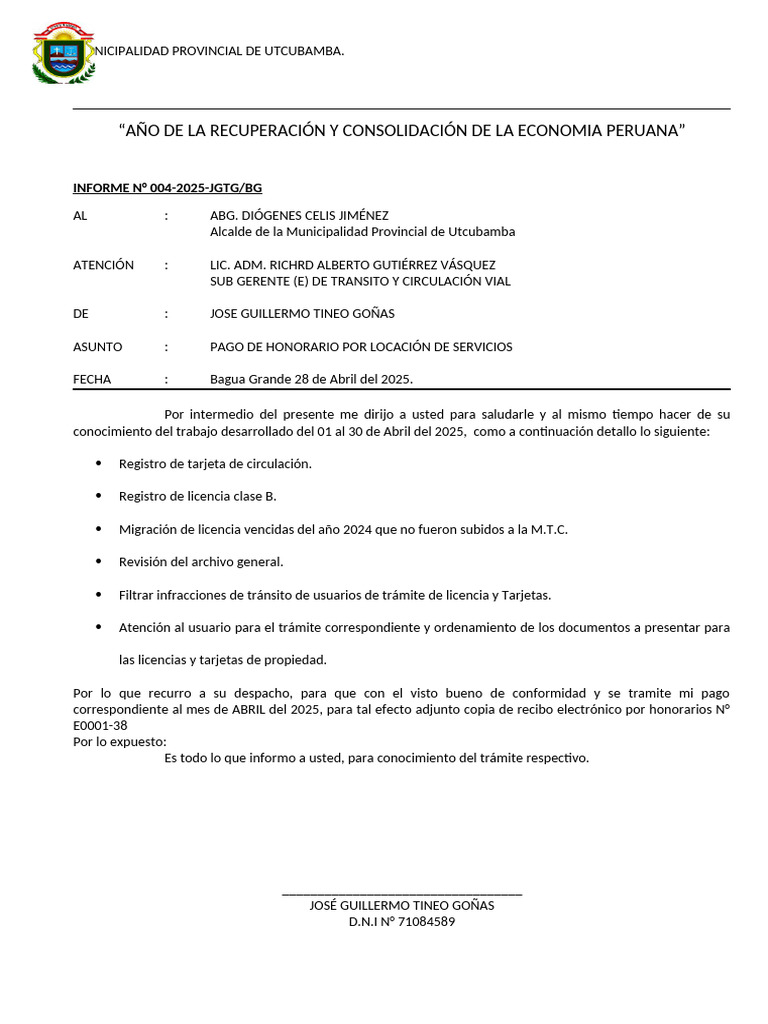 AÑO DE LA RECUPERACIÓN Y CONSOLIDACIÓN DE LA ECONOMIA PERUANA | PDF