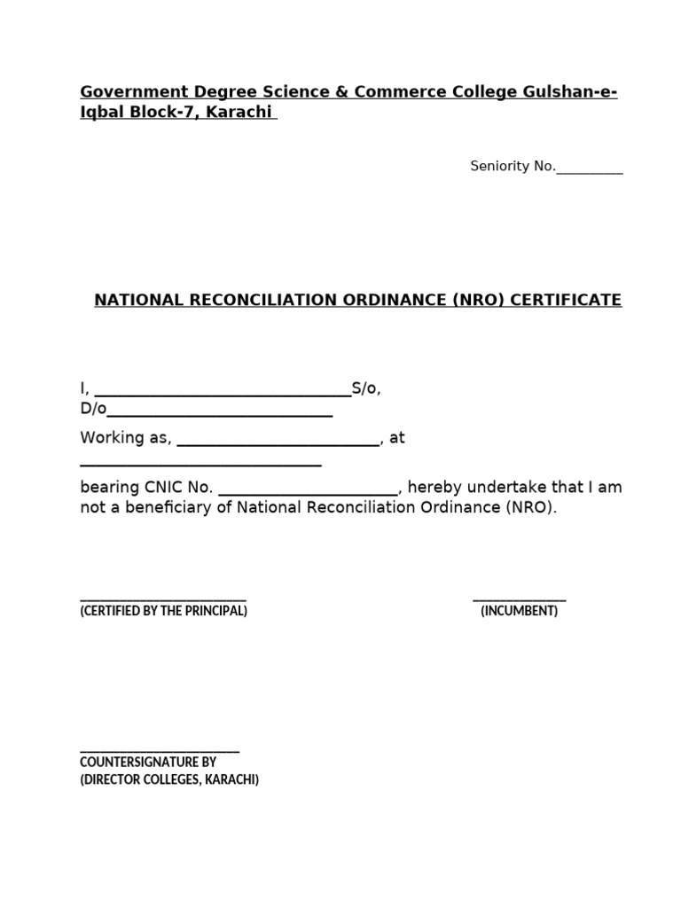 3 NRO Certificate | PDF